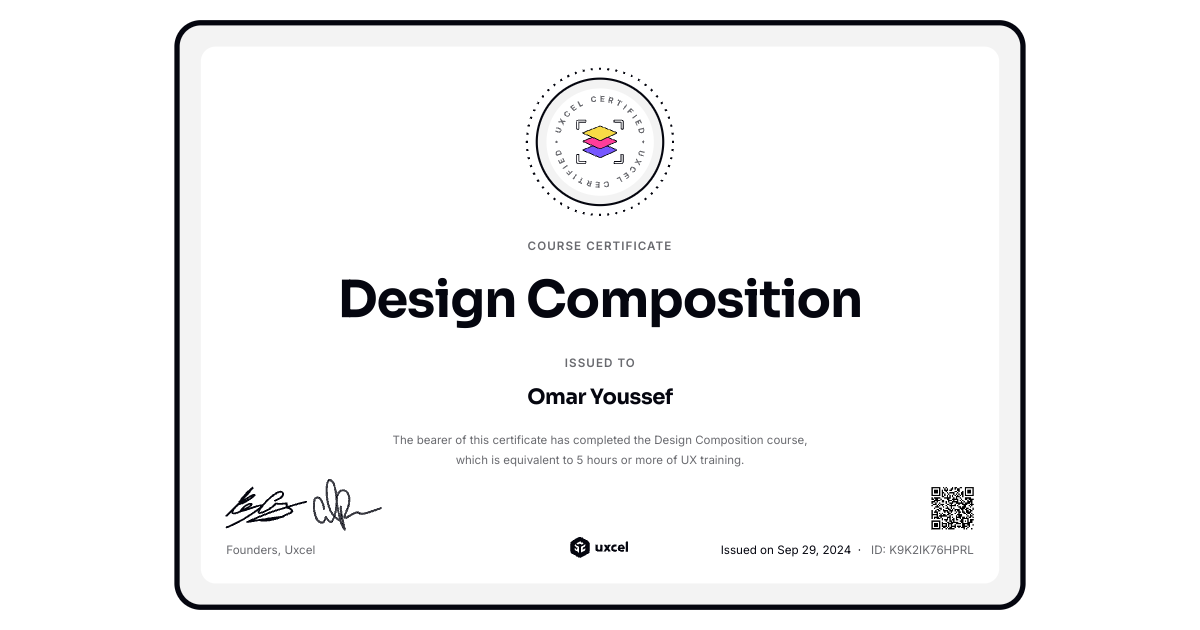 Uxcel Course Certificate of Completion | Uxcel